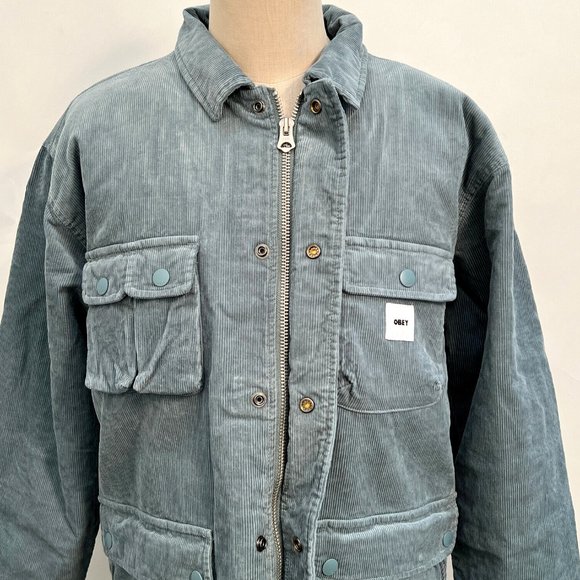 Obey | Jackets & Coats | Obey Quilted Tactical Jacket Eliot Slate Blue ...